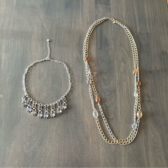 LOFT | Jewelry | Loft Choker And Long Layered Rhinestone Necklaces ...